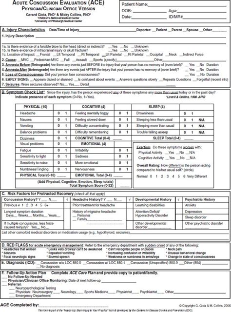 Concussion Injury Report Form