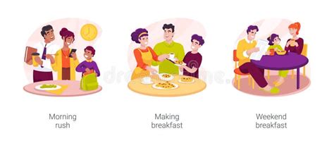 Morning Preparations Isolated Cartoon Vector Illustration Set Stock