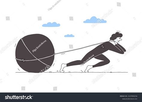 Cartoon Character Pulling Big Stone On Stock Vector Royalty Free 2107894256 Shutterstock