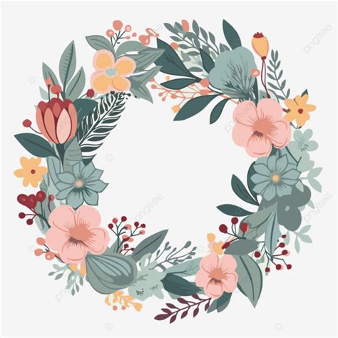꽃 화환 벡터 스티커 클립 아트 꽃과 잎 만화와 꽃 화환의 그림 상표 클립 아트 Png 일러스트 및 벡터 에 대한 무료 다운로드 Pngtree