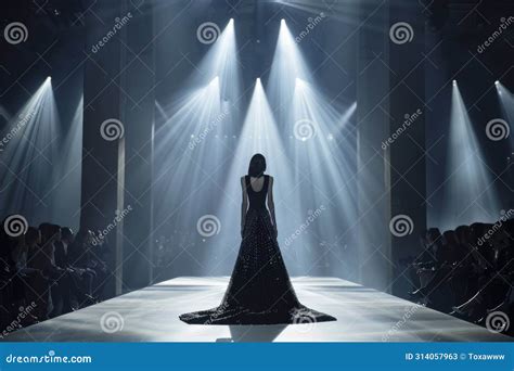 Elegant Model Walking On Runway During Fashion Show Stock Image Image