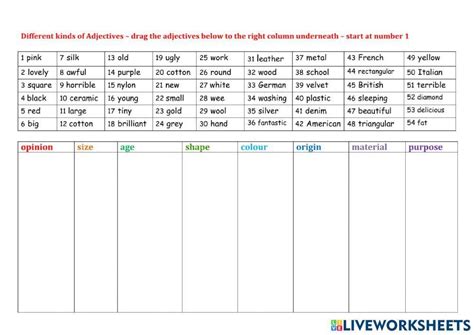 Osascomp Adjectives Worksheet Live Worksheets 54 Off
