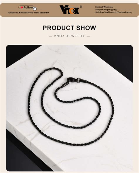 Vnox Twisted Link Chain Necklace For Menstainless Steel Hypoallergenic