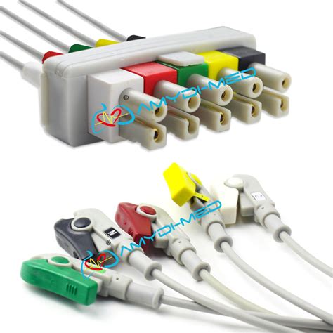 For Philips Ecg Lead Wire 0 9 Meter Gray 5 Lead Clip Aha Ecg Cable Ecg Lead Wire Medical