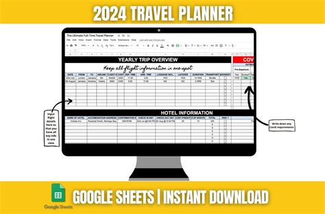 Travel Planning Excel Spreadsheets Itinerary Monthly Organizer By Day Vacation Trip Holiday