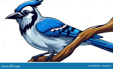 Creative Cartoon Blue Jay Vector Design With High Contrast Shading