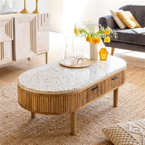 Table Basse En Terrazzo Et Bois De Manguier Ambrine Made In Meubles