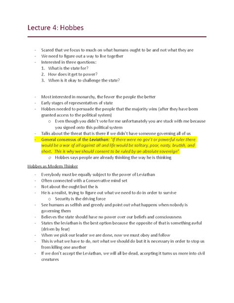 Lecture 4 Nick Garside Lecture 4 Hobbes Scared That We Focus To