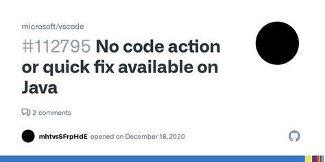No Code Action Or Quick Fix Available On Java Issue Microsoft Vscode GitHub