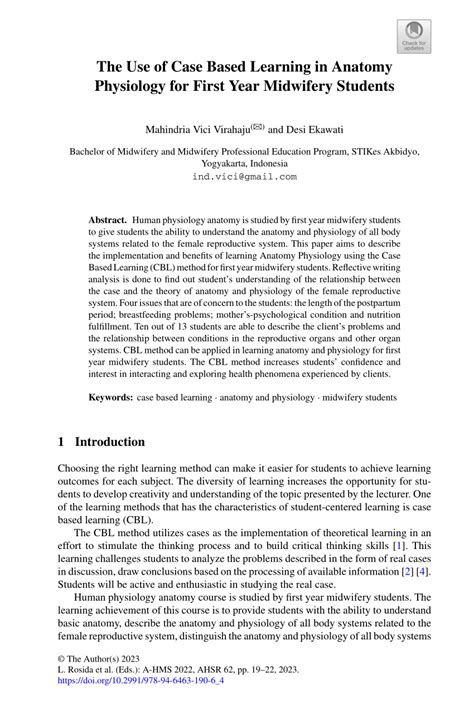 Pdf The Use Of Case Based Learning In Anatomy Physiology For First