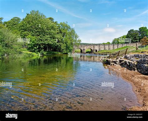 Uk North Yorkshire Grassington Linton Bridge And River Wharfe Stock