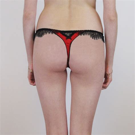 Red Silk Panties With Lace Frill Etsy