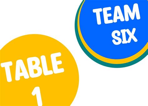 Classroom Table Numbers Class Table Numbers Table Team Group Labels