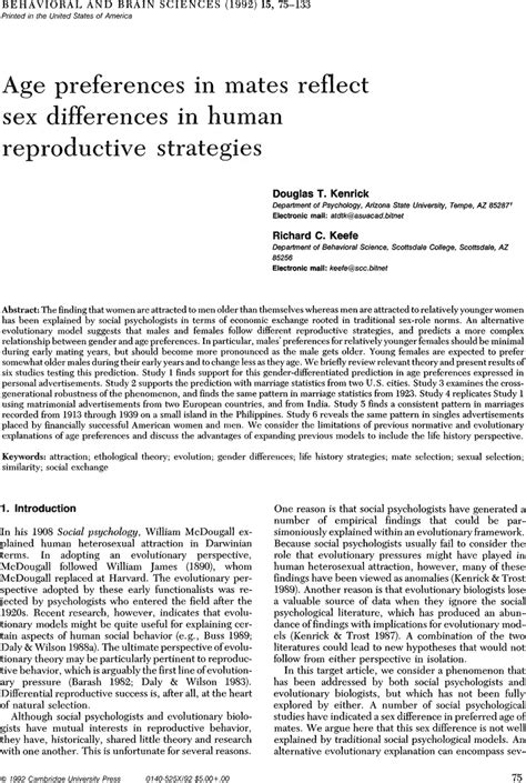 Perceived Age Physical Attractiveness And Sex Differences In Preferred