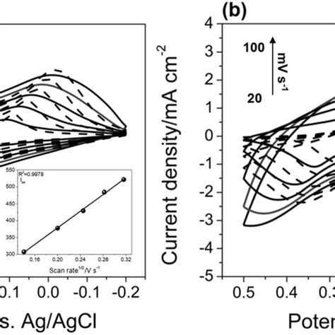 Cyclic Voltammograms Of A Pb Cc And B Pb Cv At Various Scan Rates 20 Download Scientific