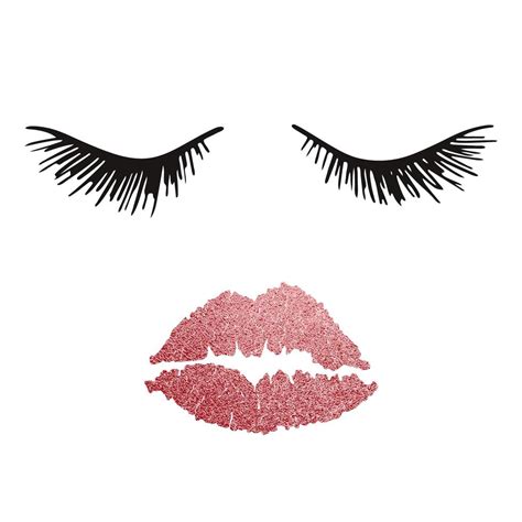 Woman Face Beauty Concept Eyelashes And Lips Make Up Vector
