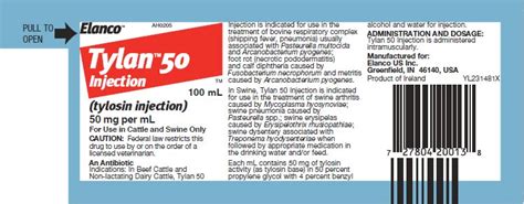 Tylan 50 Elanco Us Inc Veterinary Package Insert