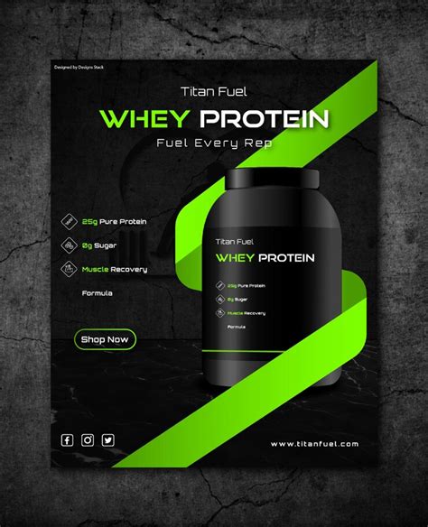 Titan Fuel Gym And Fitness Natural Ingredients Whey Protein Powder Social Media Post Design