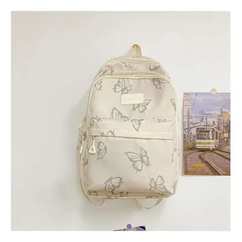 Mochila Escolar De Gran Capacidad Con Estampado De Mariposas Meses