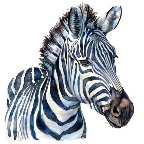 Elegant Zebra In Detailed Watercolor Illustration Premium Ai