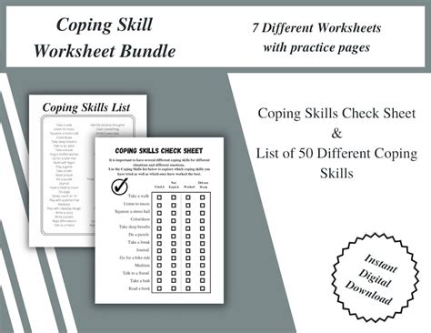 Coping Skills Worksheets Bundle Emotions Feelings Digital Download