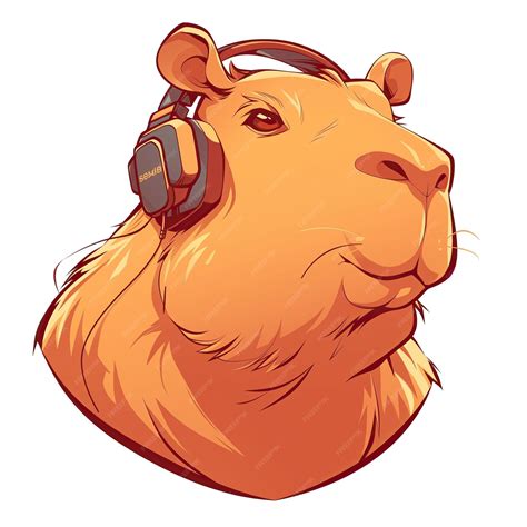Cute Capybara With Headphones 2d Logo On A White Background Premium Ai Generated Image