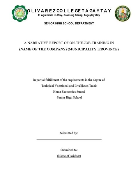 Narrative Report Format Pdf Cognition Learning