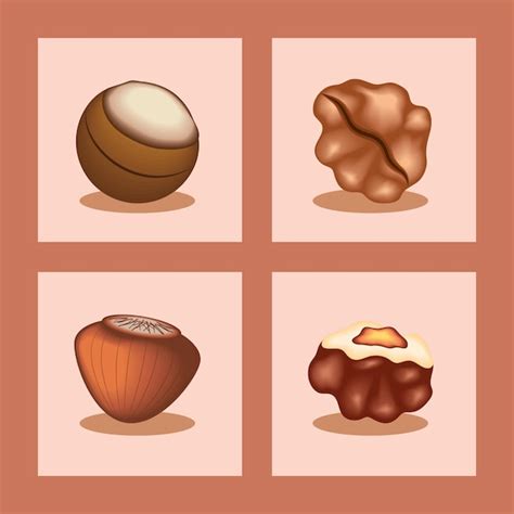 Premium Vector Icon Set Of Nuts
