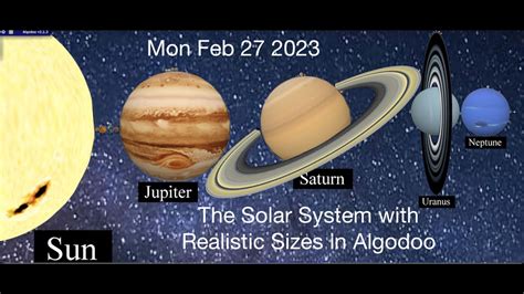 The Solar System With Realistic Sizes In Algodoo Youtube