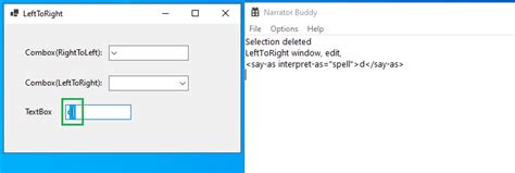 Accessibility Narrator Screen Reader Blue Rectangle Is Wide For A New Character In Combobox