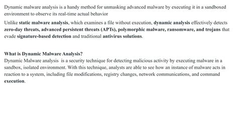 Dynamic Malware Analysis With Samples And Tool Pptx