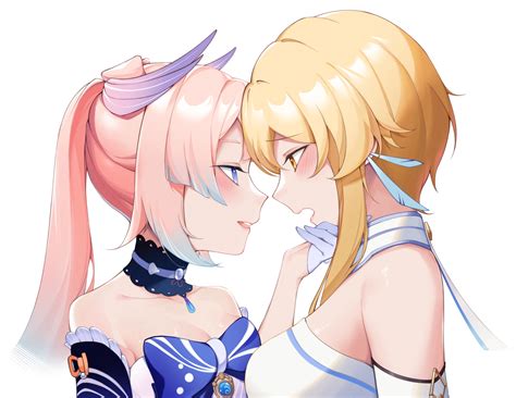 Kokomi Seducing Lumine Genshin Impact Rwholesomeyuri