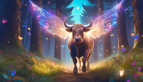 An Illustration Of A Cow With Wings That Say Angel Premium Ai