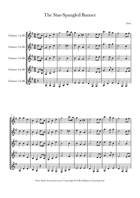 Clarinet Sheet Music Star Spangled Banner At Emily Wolcott Blog