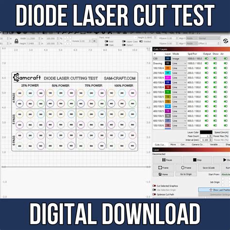 Diode Laser Cutting Test Files Digital Download Laser Engraving
