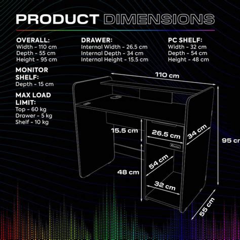 Gaming Desks X Rocker Electra Rgb Gaming Desk With Charging Black