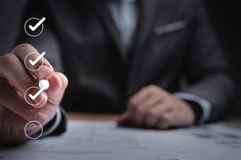 Premium Photo Businessman Using Pen To Tick Correct Sign Mark In
