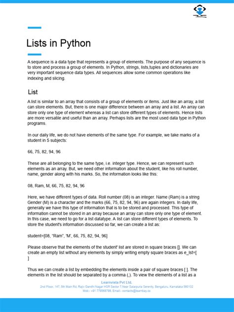 7 Lists In Python 1 Pdf Information Technology Computing