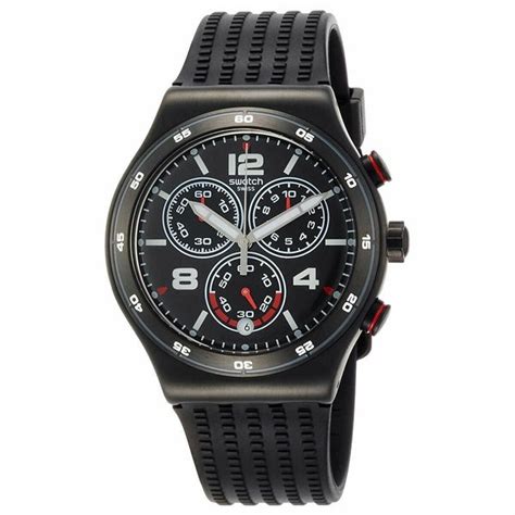 Swatch Mens Yvb404 Irony Black Silicone Watch Bezali