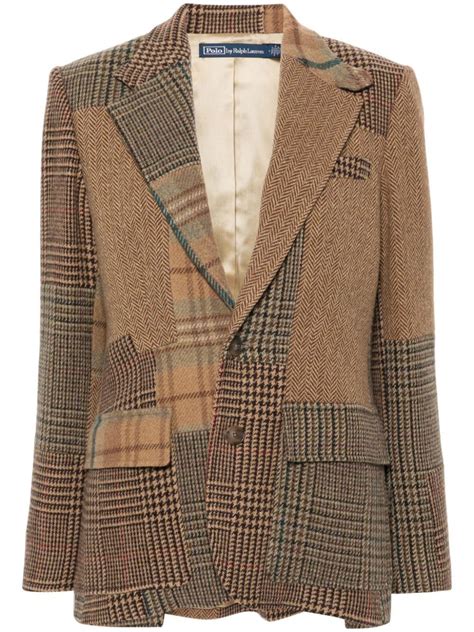 Polo Ralph Lauren Patchwork Design Blazer In Brown Lyst