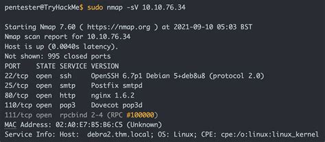 nmap post port scans tryhackme in the last room as shown in the