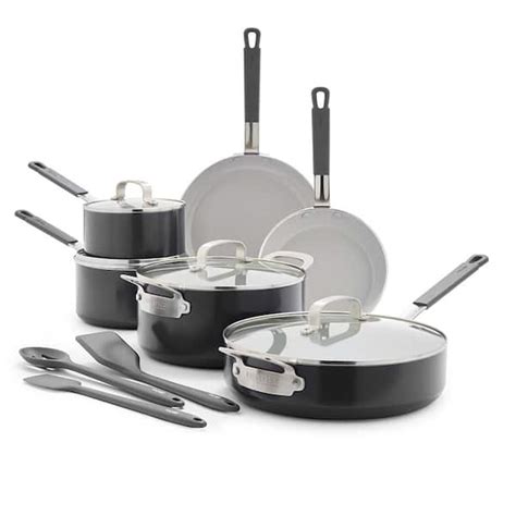 Greenpan Bobby Flay 13 Pc Ceramic Nonstick Cookware Set In Graphite
