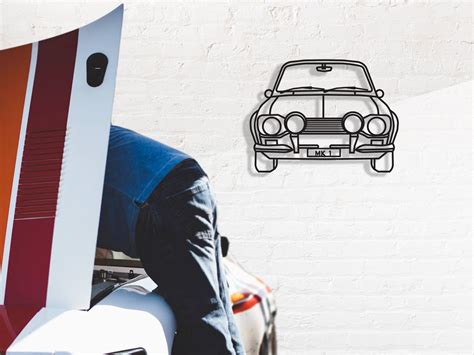 Ford Escort Mk 1 Car Wall Art Line Drawing 3d Wooden Cut Out Etch Twenty Eight