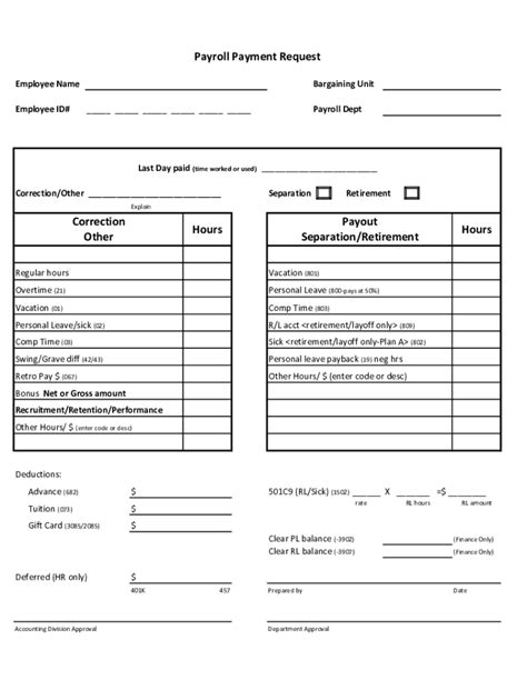 Fillable Online Miscellaneous Payroll Request Form Fax Email Print