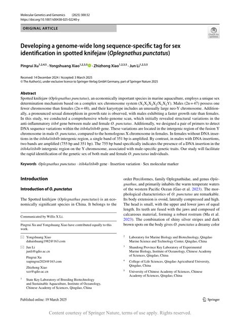 Developing A Genome Wide Long Sequence Specific Tag For Sex