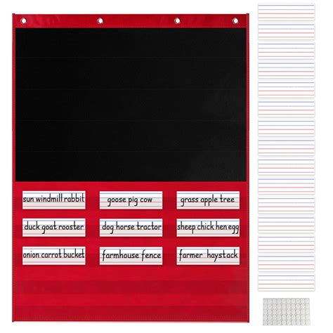 Buy Voiakiu 2 Pcs Pocket Chart For Classroom Classroom Pocket Chart With 15 Dry Erase Cards