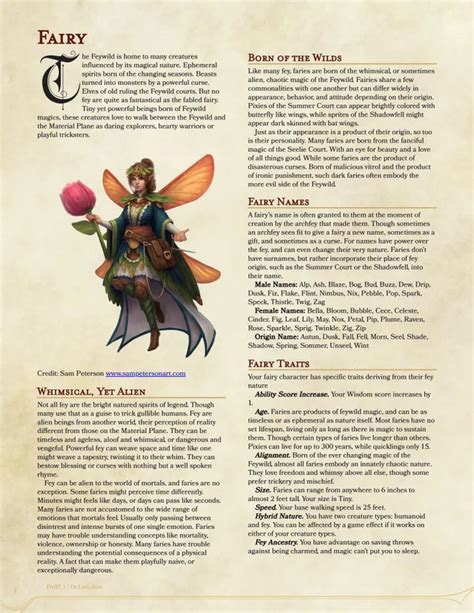 [5e Race] Playable Fairy Race Play As The Tiny Fey You Were Meant To With Three Distinct