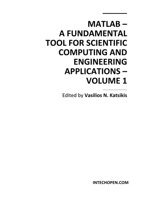 PDF MATLAB A Fundamental Tool For Scientific Computing And Engineering Applications Volume