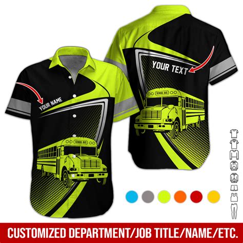 Personalized Name And Color School Bus Driver Uniform All Over Printed