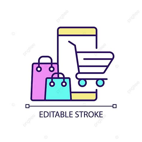 Rgb Color Icon For Mobile Shopping Online Thin Mobile Design Vector Thin Mobile Design Png